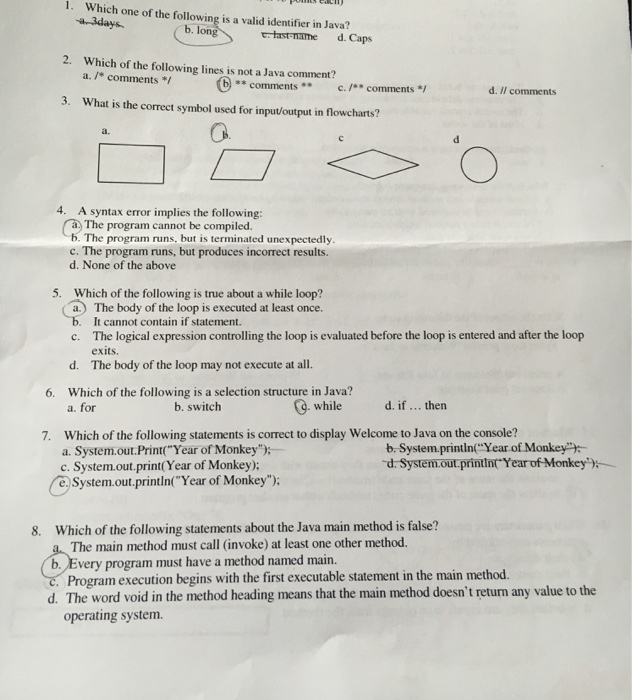 Solved Which one of the following is a valid identifier in | Chegg.com