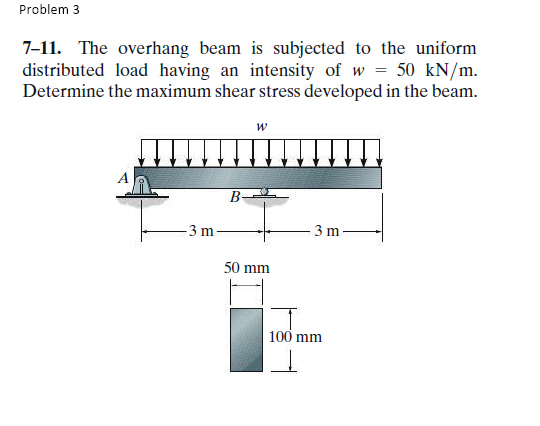 Solved Problem 3 7-11. The overhang beam is subjected to the | Chegg.com