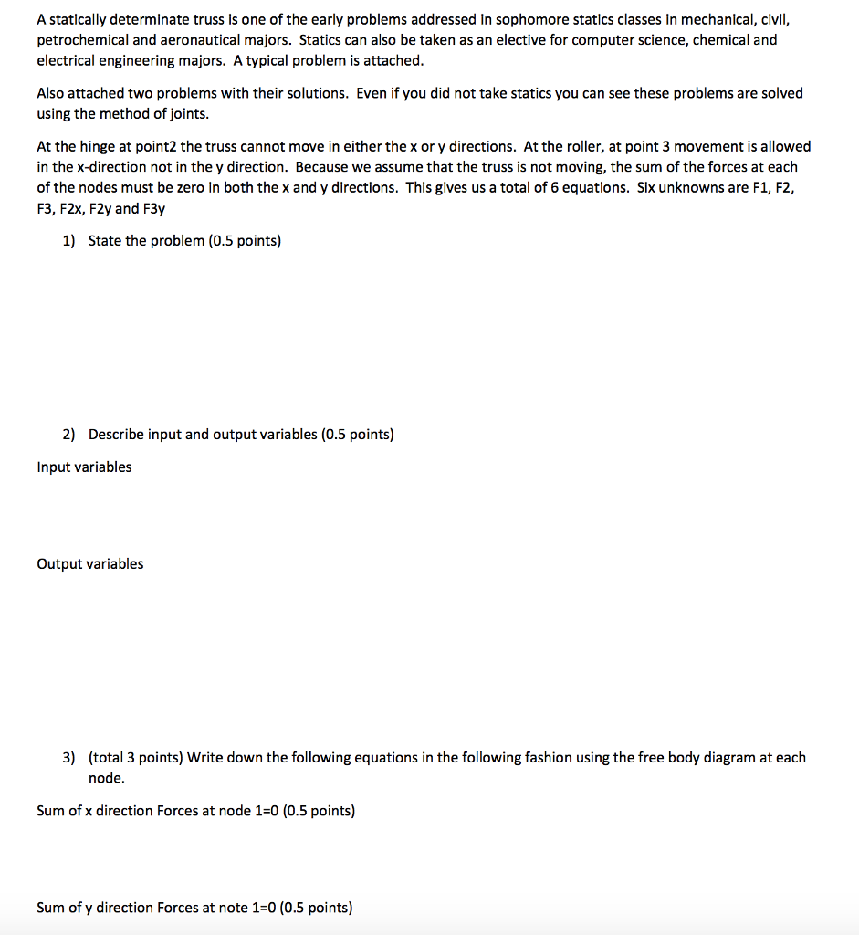 Solved A statically determinate truss is one of the early | Chegg.com