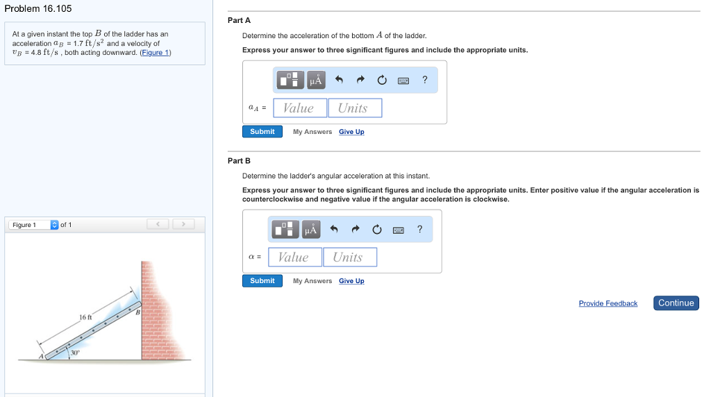 Solved Problem 16.105 Part A At a given instant the top B of | Chegg.com