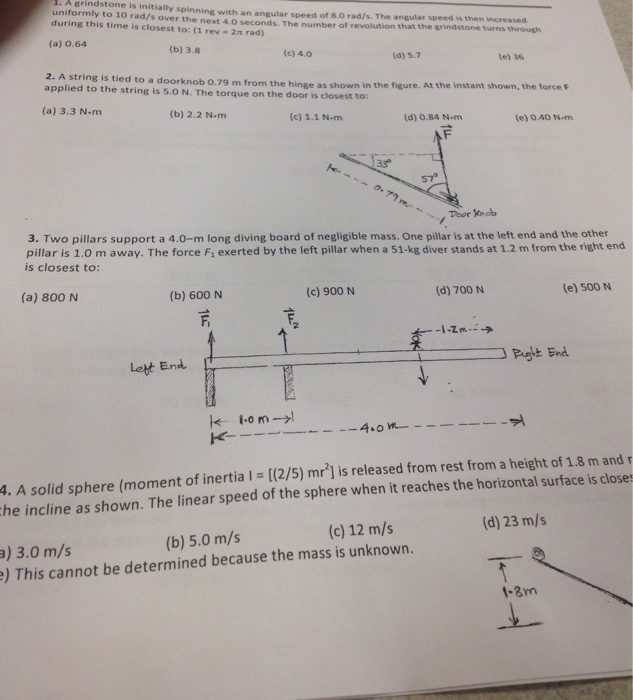 Solved A grindstone is initially spinning with an angular | Chegg.com