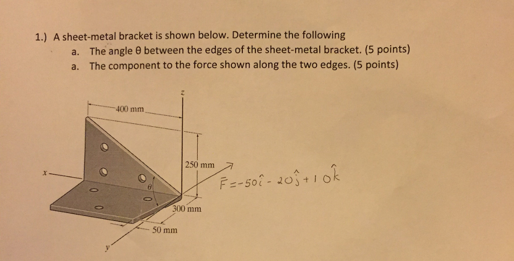 Solved 1.) A sheet-metal bracket is shown below. Determine | Chegg.com