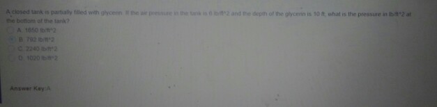 Solved A closed tank is partially filled with glycerin. If | Chegg.com