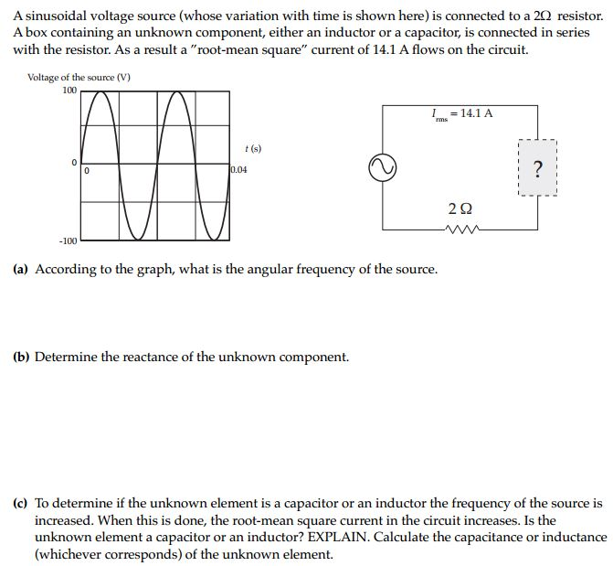 A sinusoidal voltage source (whose variation with | Chegg.com