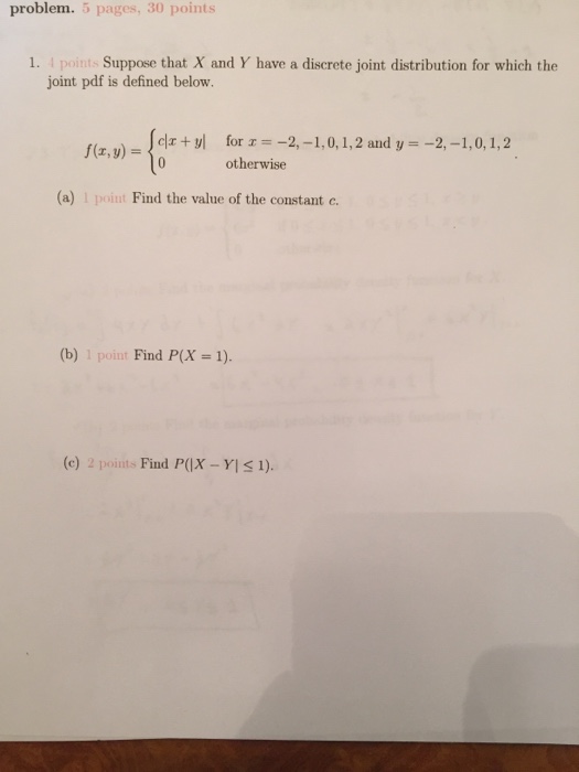 Solved Suppose that X and Y have a discrete joint | Chegg.com
