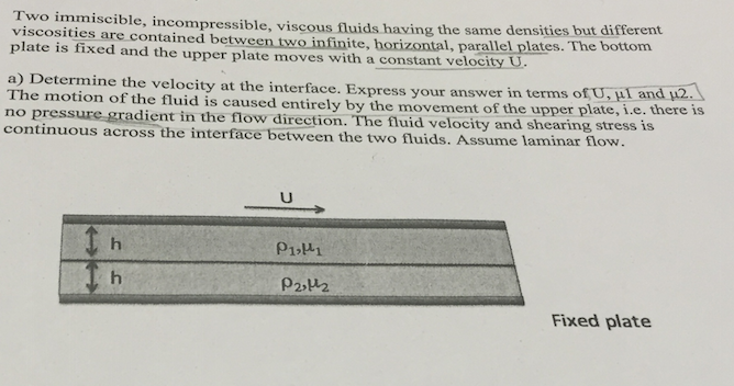 Solved Two immiscible, incompressible, viscous fluids having | Chegg.com