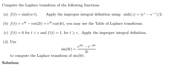 Solved Compute the Laplace transform of the following | Chegg.com