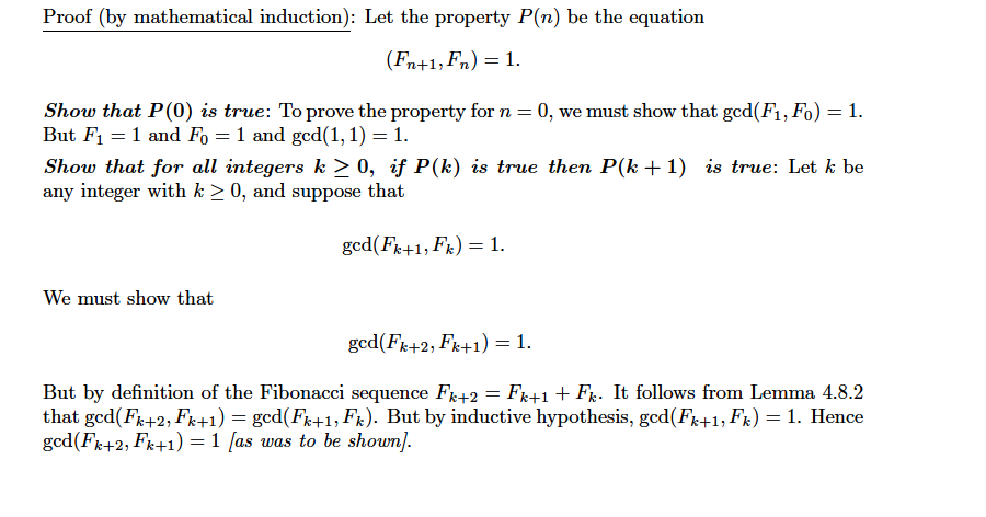 Let the property P(n) be the equation (Fn+1,Fn) = 1. | Chegg.com