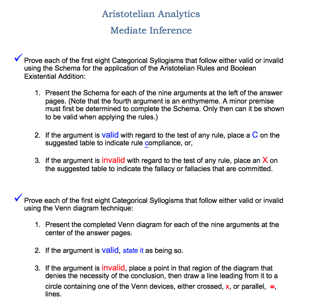 Aristotelian Analytics Mediate Inference Prove each | Chegg.com