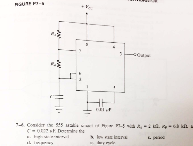 Solved Consider the 555 astable circuit of Figure P7-5 | Chegg.com