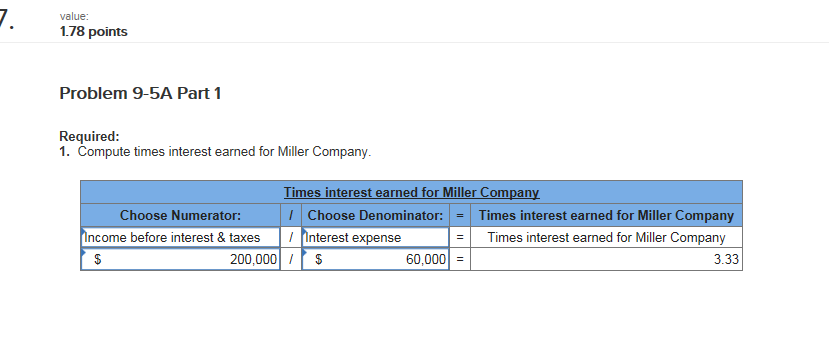 Solved Problem 9-5A Computing and analyzing times interest | Chegg.com