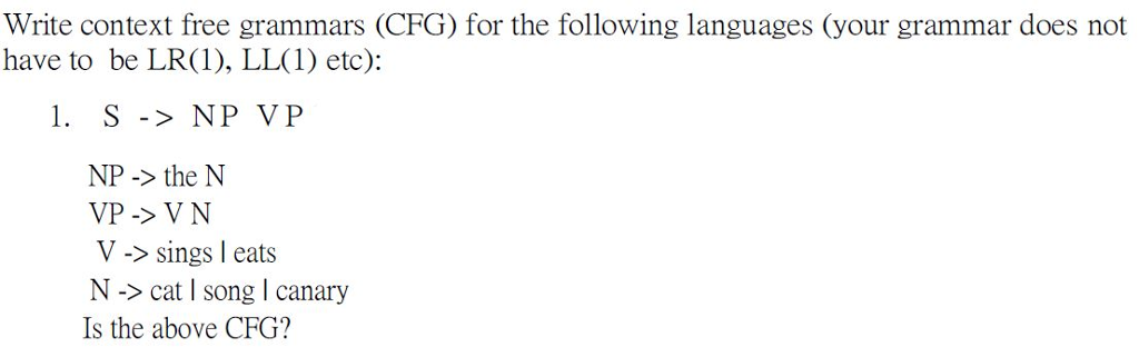 Solved Write context free grammars (CFG) for the following | Chegg.com