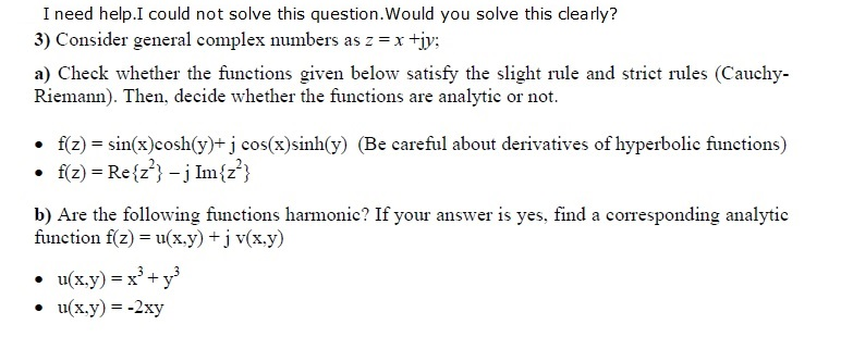 Solved Consider general complex numbers as z = x + jy; | Chegg.com