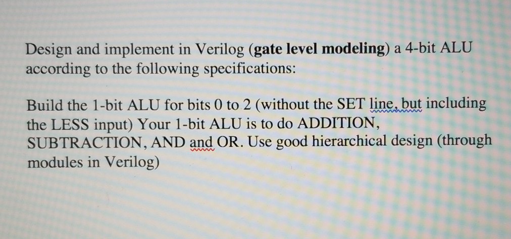 Solved Design And Implement In Verilog Gate Level Modeling 