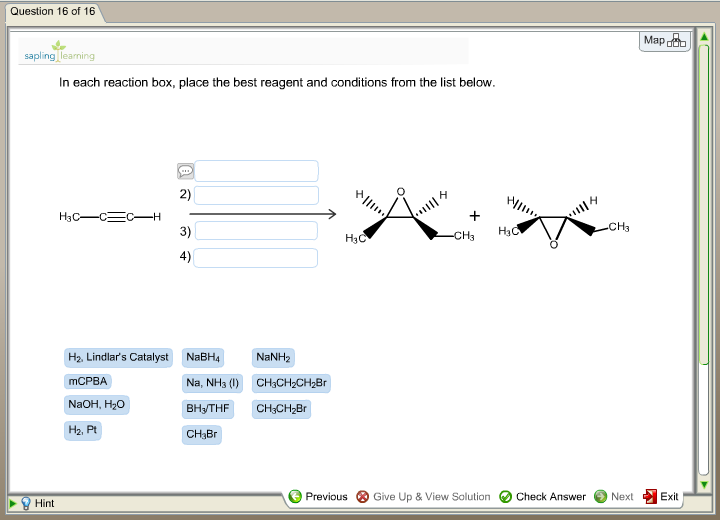 Solved Question 16 of 16 Map pling In each reaction box, | Chegg.com