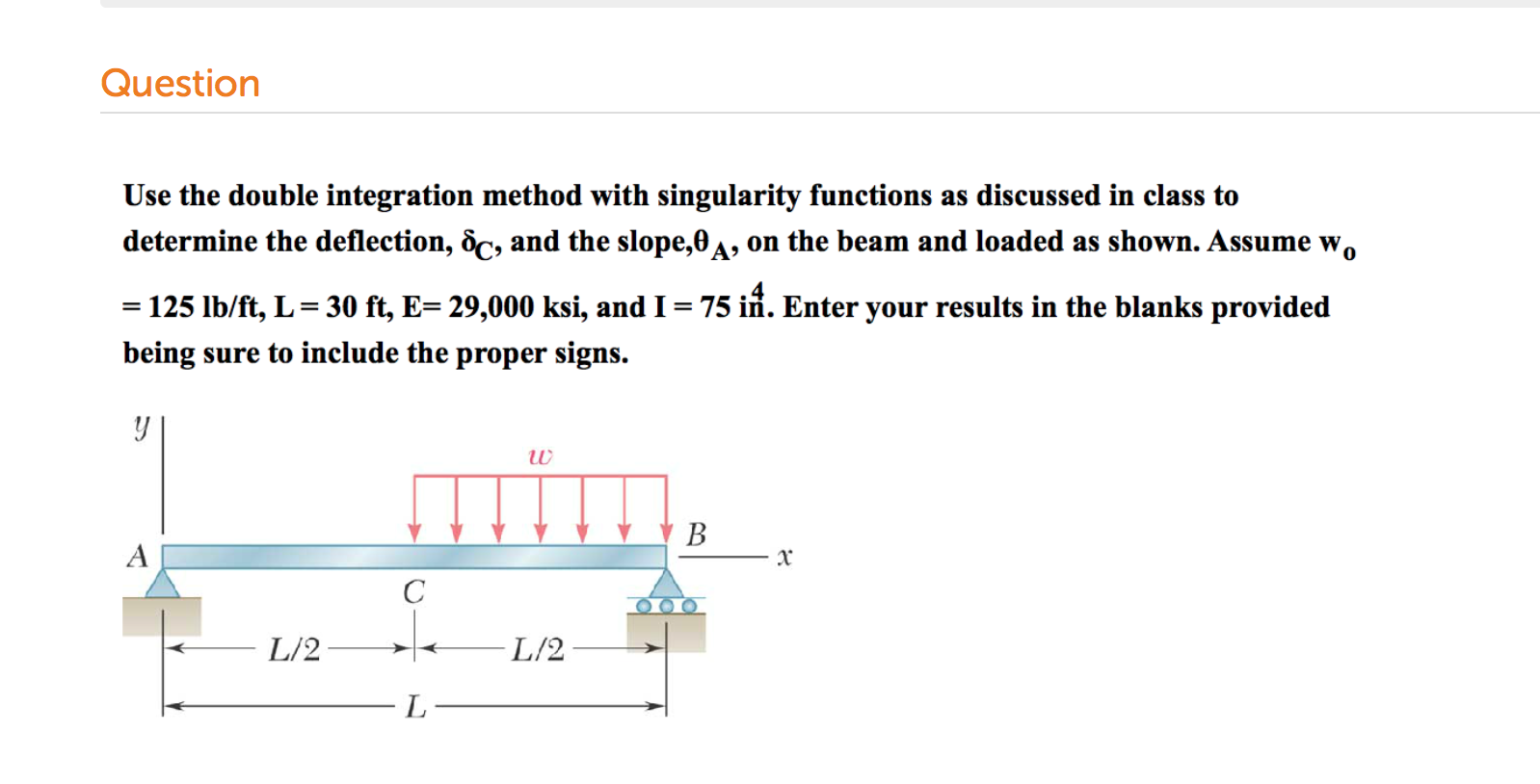 Use The Double Integration Method With Singularity 