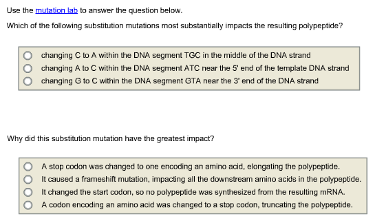 Solved Use the mutation lab to answer the question below. | Chegg.com