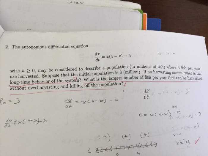 Solved The autonomous differential equation dx/dt = x(4 - | Chegg.com | Chegg.com