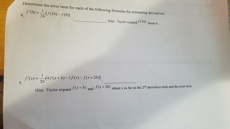 Solved Determine the error term for each of the following | Chegg.com