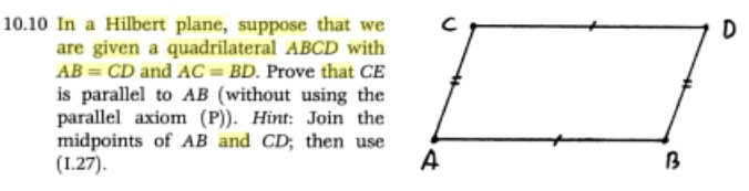 In a Hilbert plane, suppose that we are given a | Chegg.com