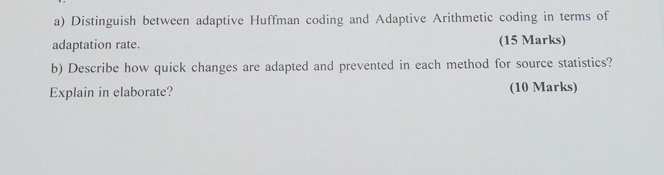 Solved H Between Adaptive Huffman Coding And Adaptive