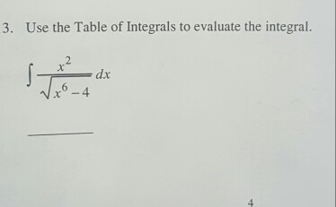 Solved 3. Use the Table of Integrals to evaluate the | Chegg.com