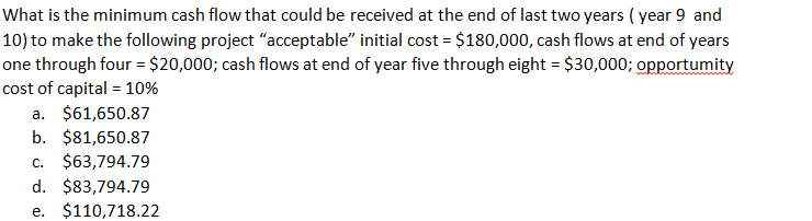 Solved What is the minimum cash flow that could be received | Chegg.com
