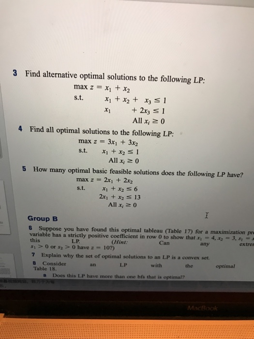 Find alternative optimal solutions to the following | Chegg.com