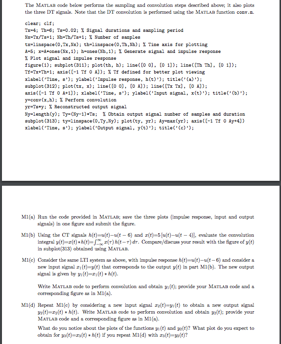 Solved The MATLAB code below performs the sampling and | Chegg.com
