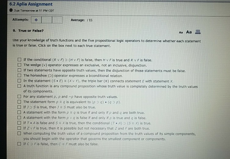 Solved false, given the assigned truth values. or Given | Chegg.com
