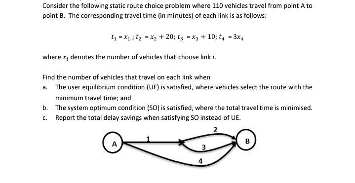 Solved Consider the following static route choice problem | Chegg.com