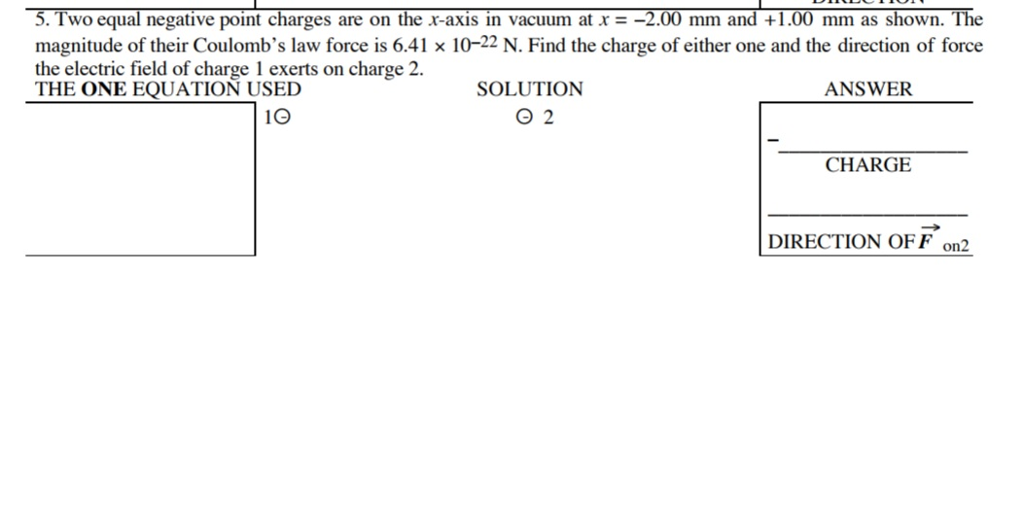 Solved 5. Two equal negative point charges are on the x-axis | Chegg.com