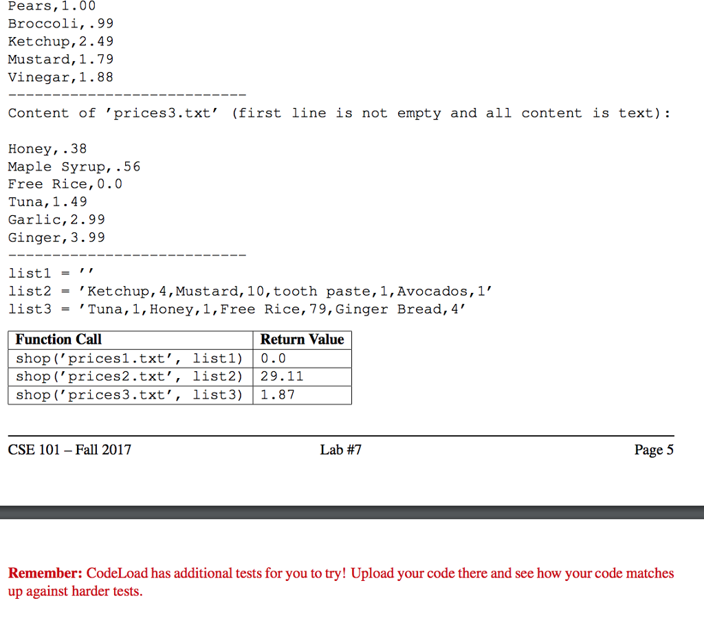 Solved Part III: Grocery Shopping (20 points) Write a | Chegg.com