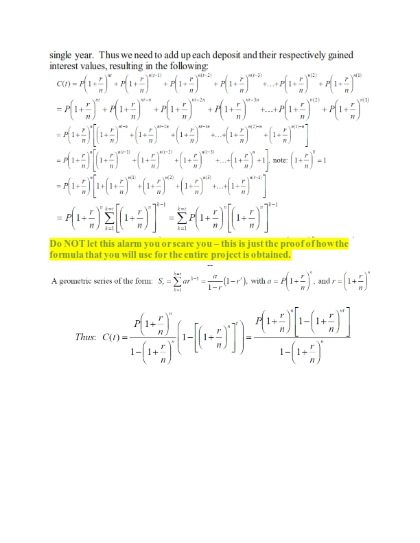 Solved College Algebra Project Saving forthe Future In this | Chegg.com