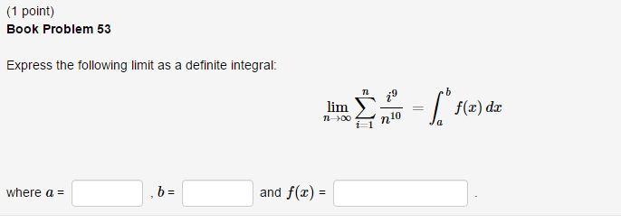 Solved Express the following limit as a definite integral: | Chegg.com