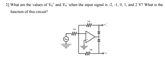 Solved What are the values of V_0^+ and V_0^- when the input | Chegg.com