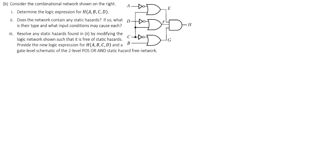 Solved b) Consider the combinational network shown on the | Chegg.com