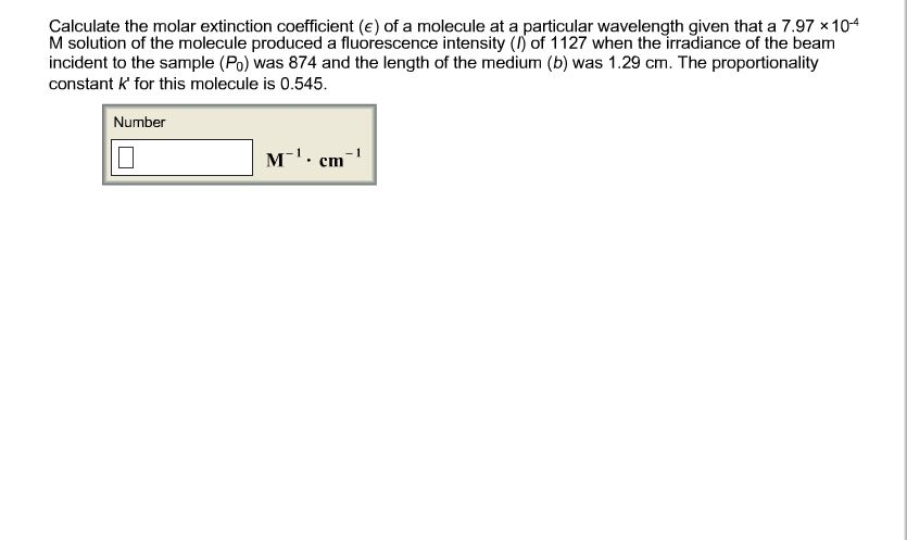 Solved Calculate the molar extinction coefficient (?) of a | Chegg.com