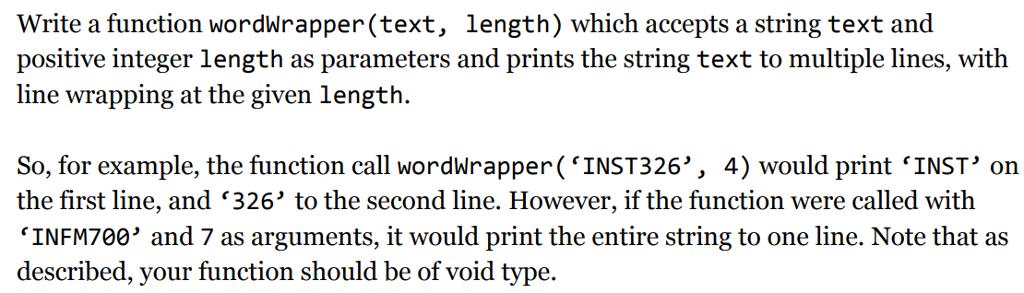 Solved Write a function wordwrapper(text, length) which | Chegg.com