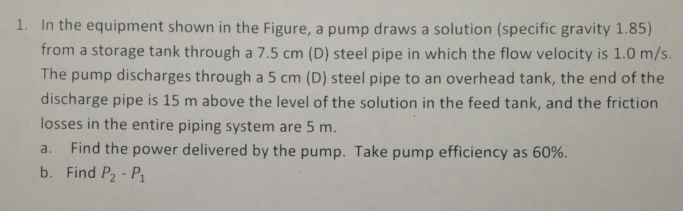 Solved In the equipment shown in the Figure, a pump draws a | Chegg.com