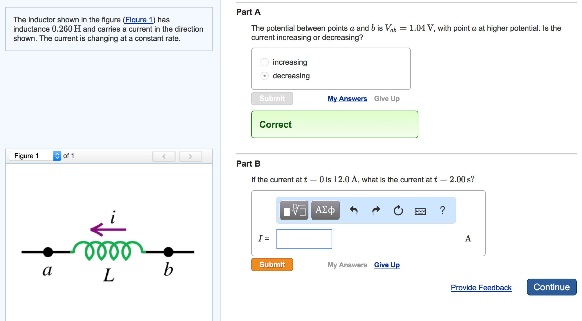 Solved The Inductor Shown In The Figure Figure 1 Has