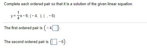 Solved Complete each ordered pair so that it is a solution | Chegg.com