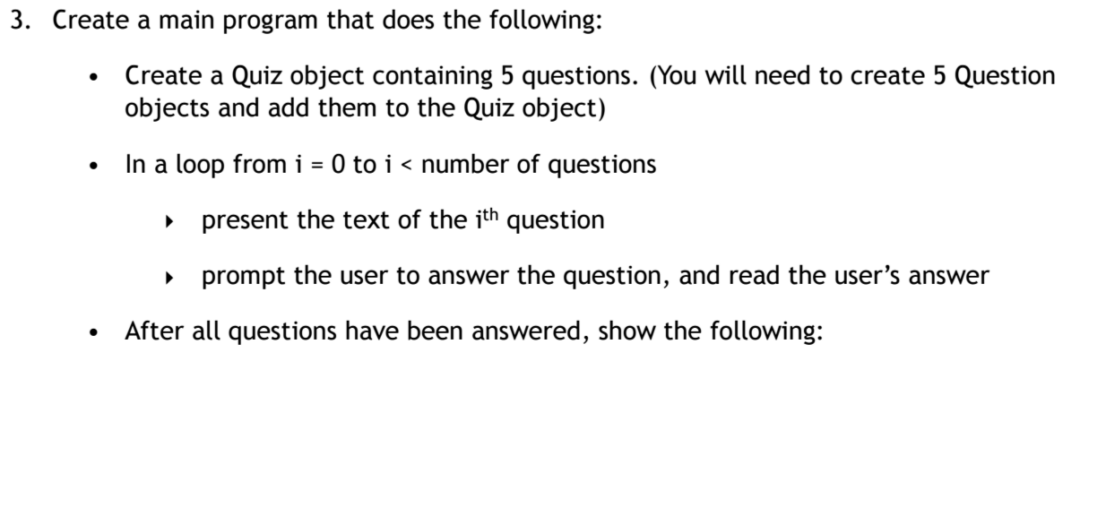 Solved 1. Create a Question class. A Question object: . | Chegg.com