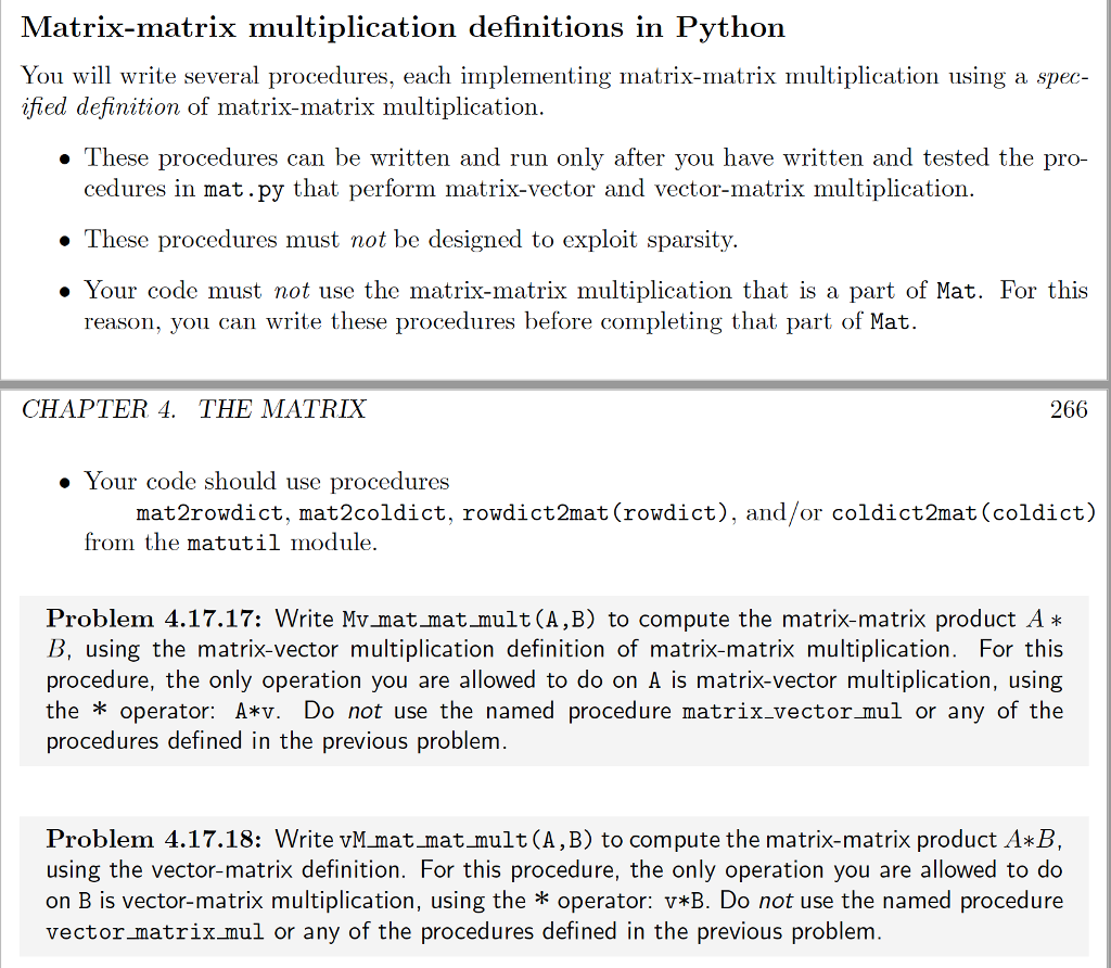 Matrix-vector and vector-matrix multiplication | Chegg.com