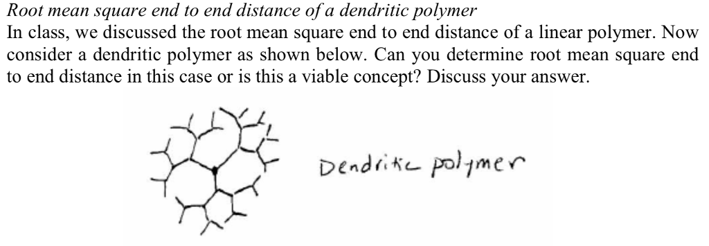 Root mean square end to end distance of a dendritic | Chegg.com