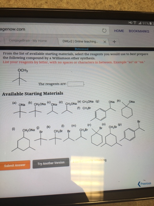 Solved From the list of available starting materials, select | Chegg.com