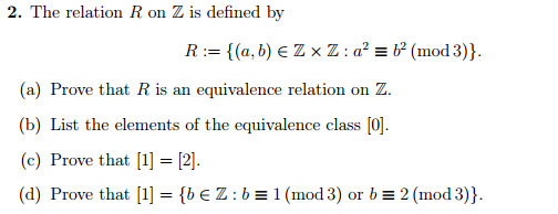 Solved The relation R on Z is defined by R:= {(a, b) | Chegg.com