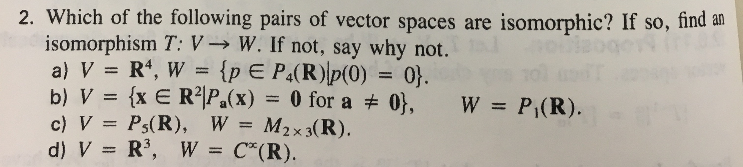 Which of the following pairs of vector spaces are | Chegg.com