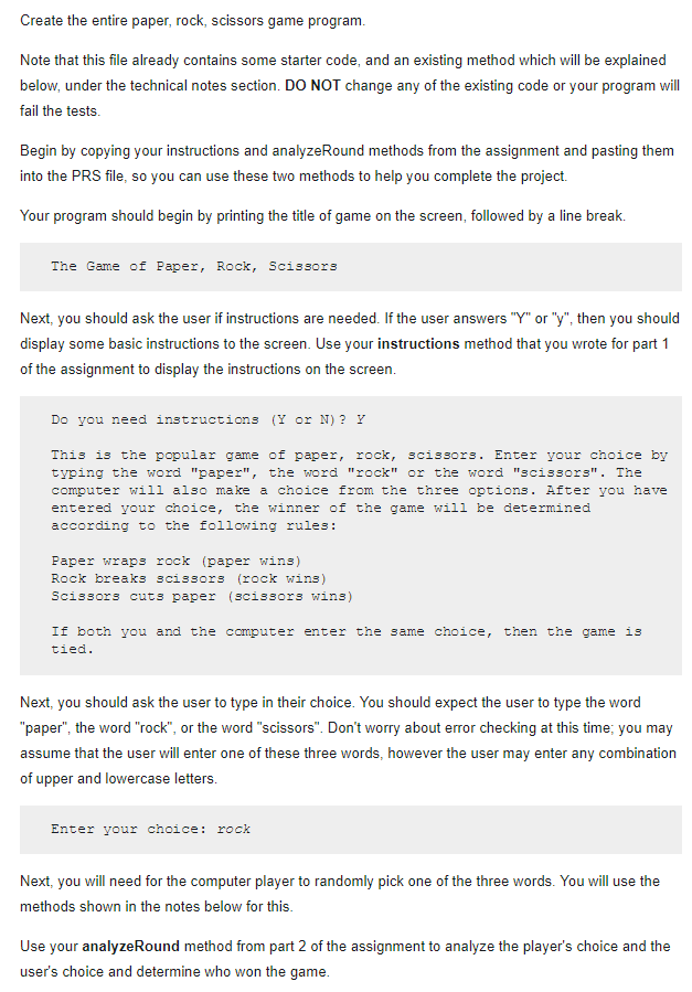 Solved import java.util. public class PRS [ public static | Chegg.com