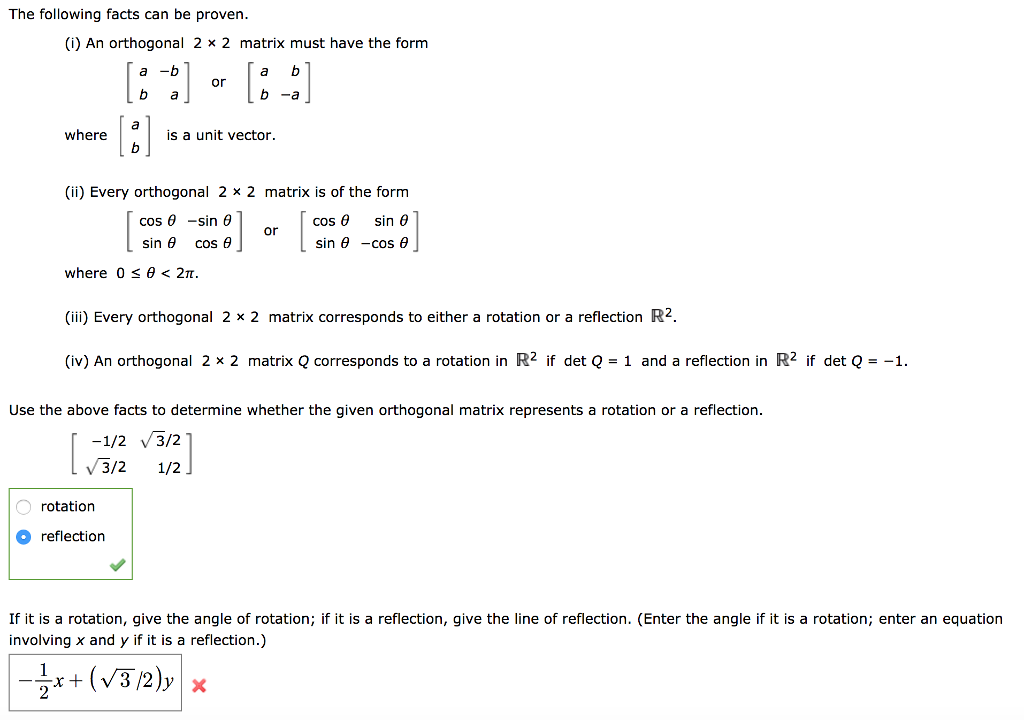 Solved The following facts can be proven (i) An orthogonal 2 | Chegg.com